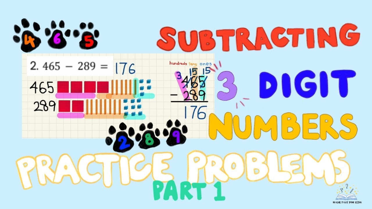 How to Subtract 3-Digit Numbers: Practice Problems (Part 1) | Made Easy ...