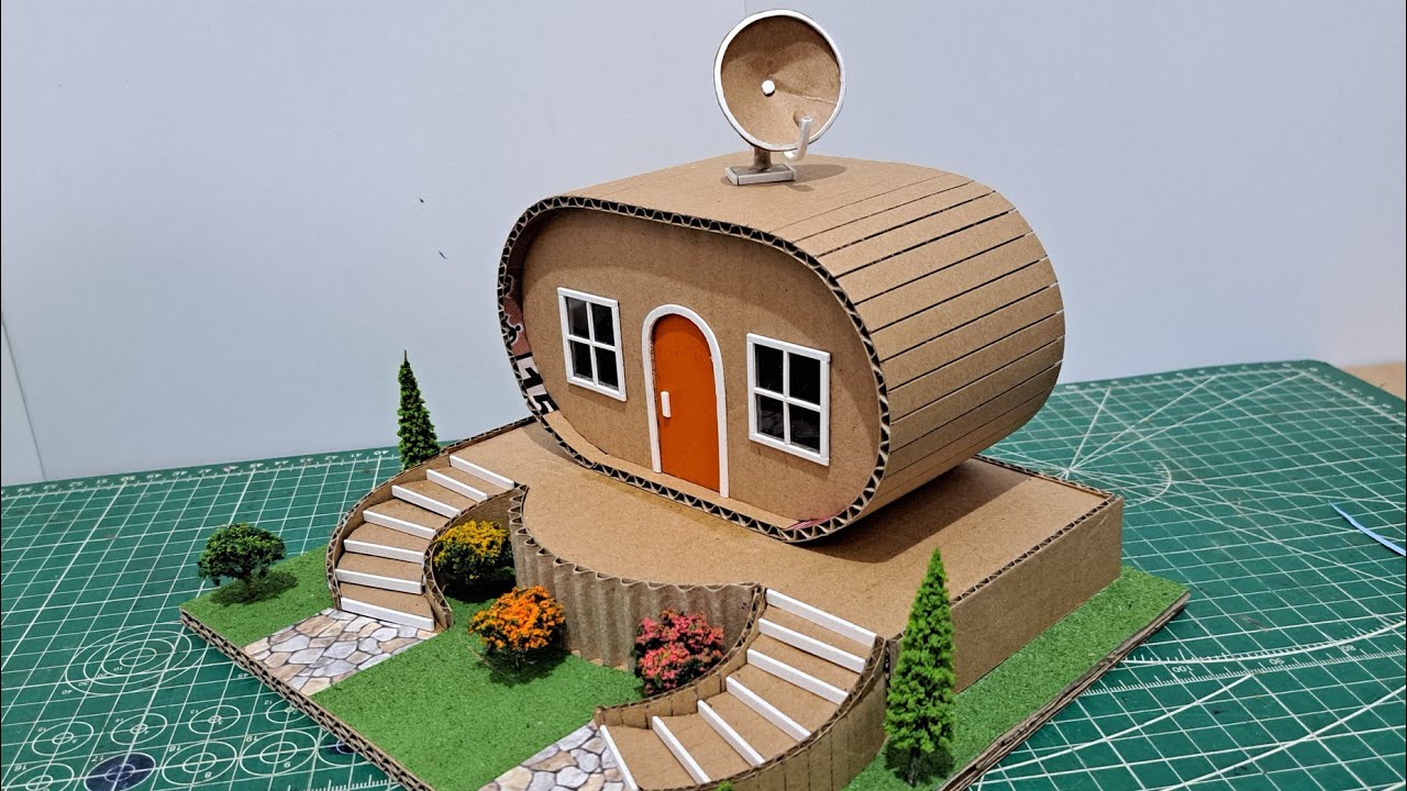 MEMBUAT MINIATUR RUMAH DARI KARDUS #97 DESAIN RUMAH UNIK - YouTube