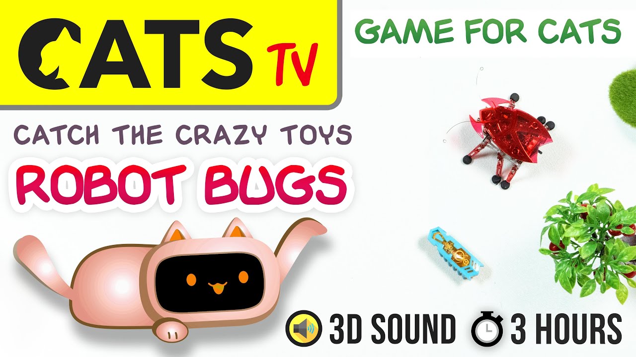 GAME FOR CATS - Robot bugs 🤖🐛 3 HOURS 🔴 60fps [CATS TV] - YouTube