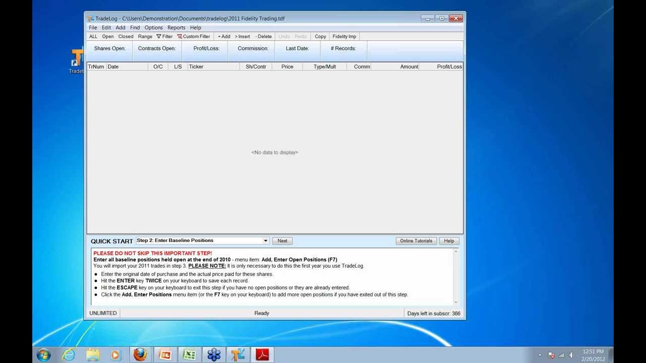 Using TradeLog for the First Time - TradeLog 9.0 - YouTube