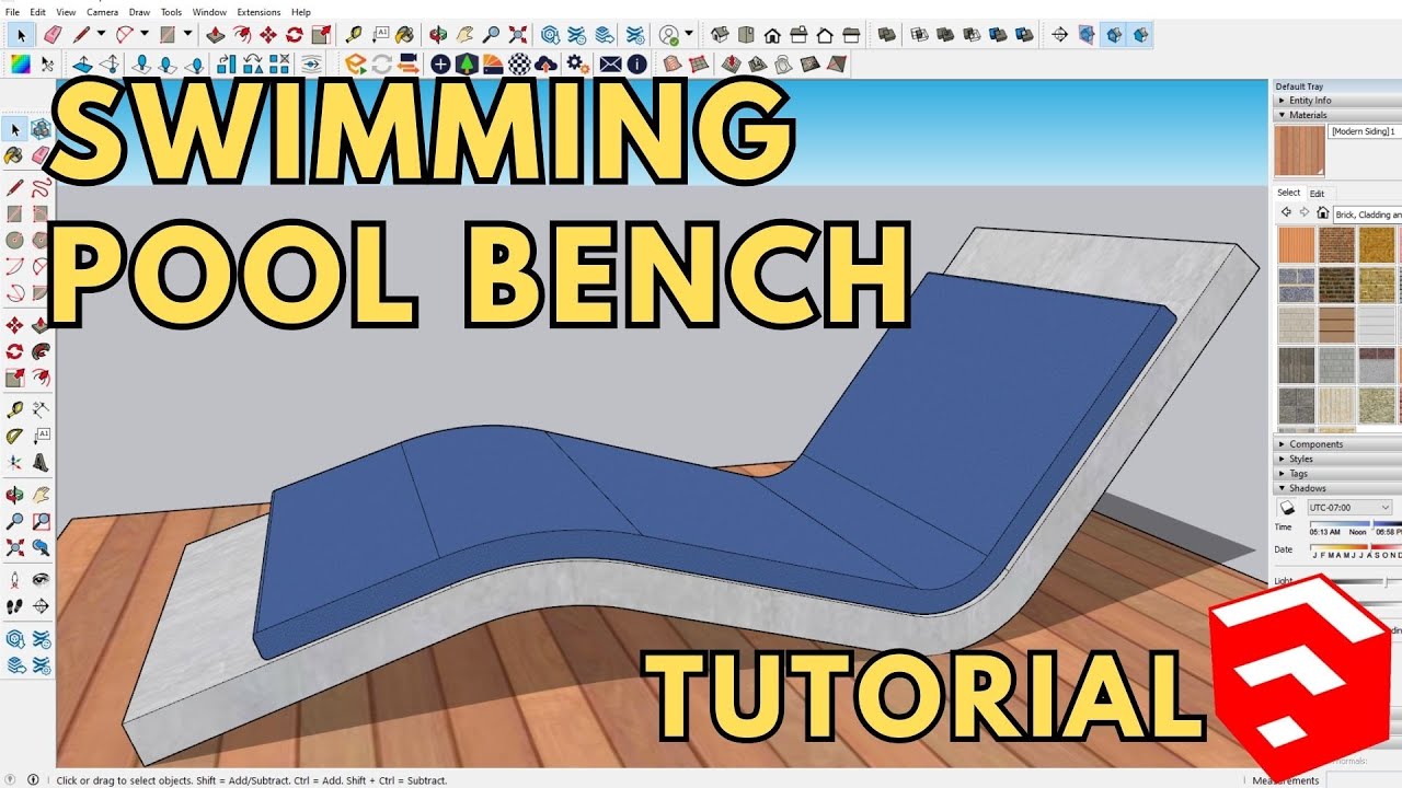 SKETCHUP TUTORIAL | HOW TO MAKE A SWIMMING POOL BENCH IN SKETCHUP - YouTube