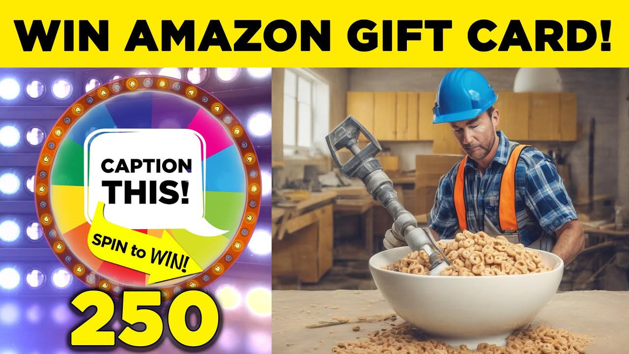 WIN Amazon Gift Card - Caption This & Spin to Win: Construction Worker Jackhammering Cereal ...