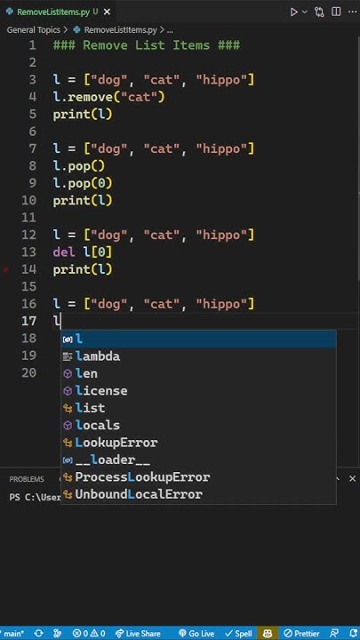 Remove Items From List In Python Shorts Coding Ai Python Programming Computerscience