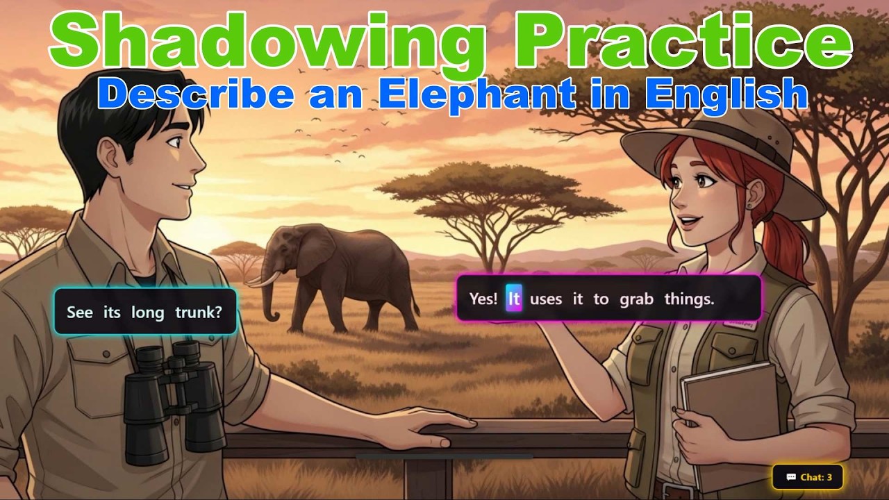 Shadowing English Speaking Practice: Describe an Elephant in English ...