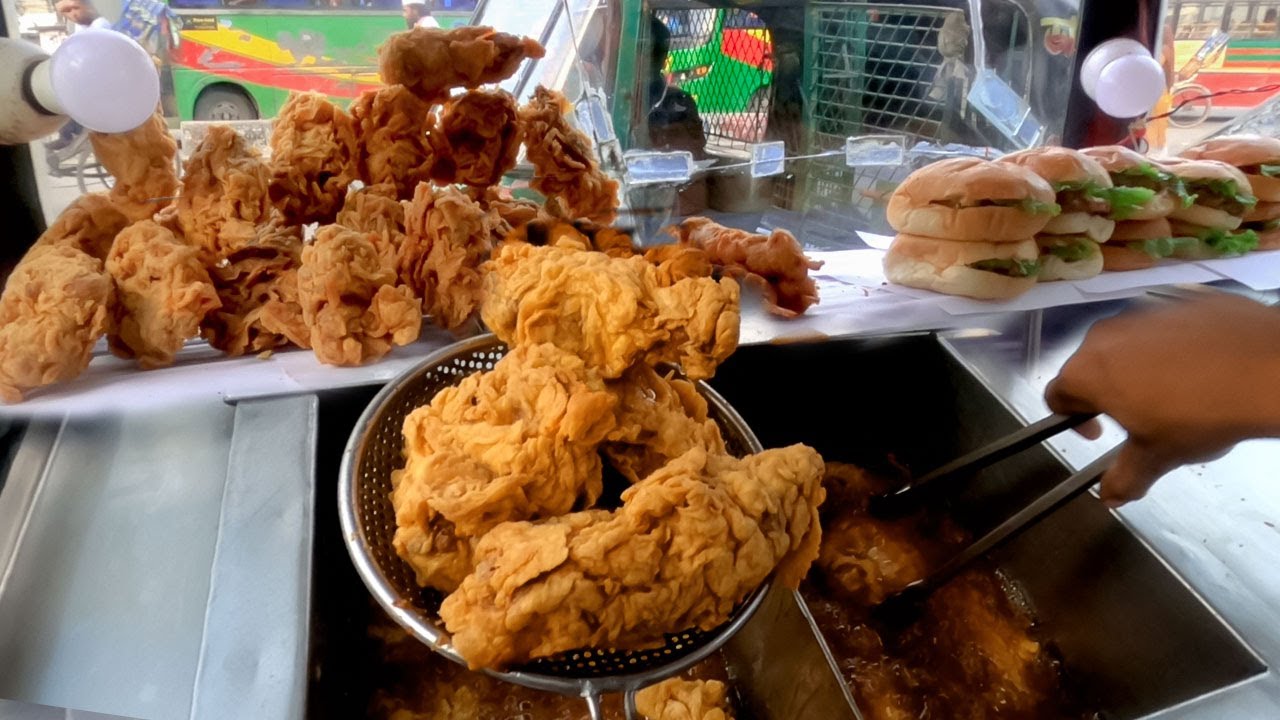 Crispy Spicy Chicken Fry & Burger From Street Food - YouTube