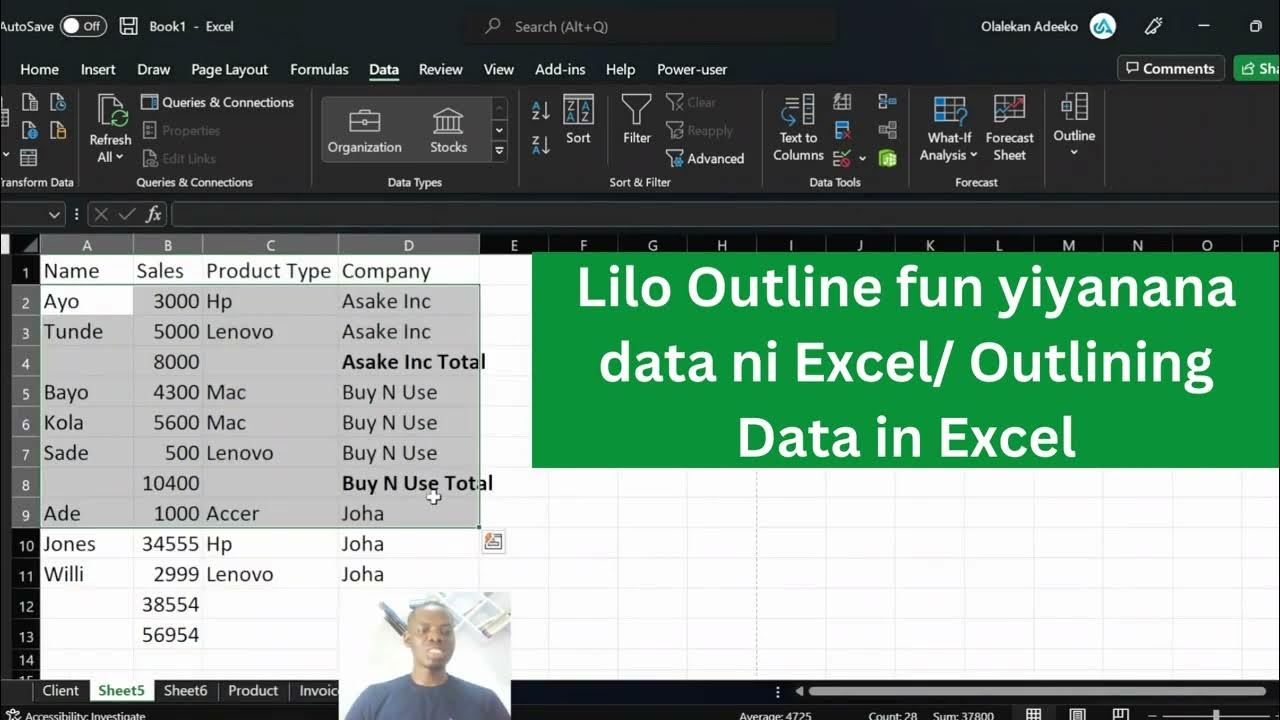 Lilo Outline fun yiyanana data ni Excel/ Outlining Data in Excel - YouTube