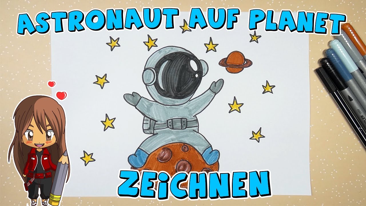 Astronaut auf Planet einfach malen für Kinder | ab 8 Jahren | Malen mit ...