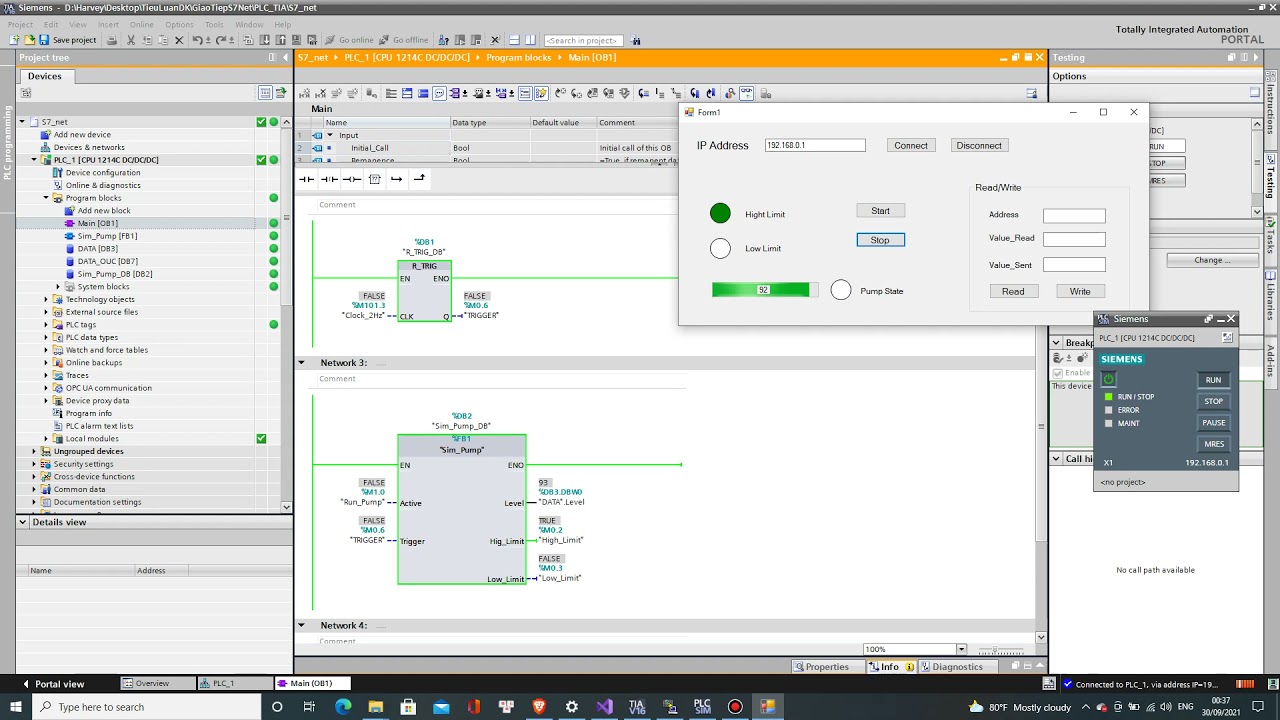 SCADA with C# (Winform) connect to PLC S7 sử dụng thư viên S7.Net - YouTube