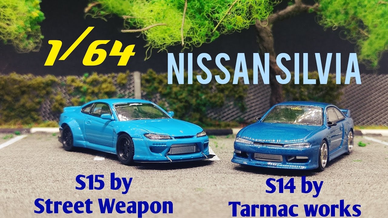 1/64 Nissan Silvia S14 Vertex Tarmacworks (BlueGreen Metallic)& S15 Rocket Bunny StreetWeapon ...