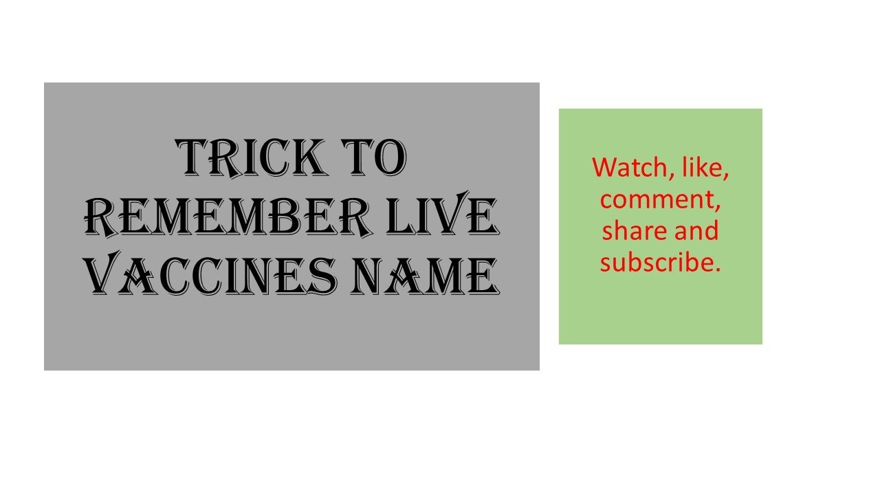 Trick to Remember Live Vaccine Names - YouTube