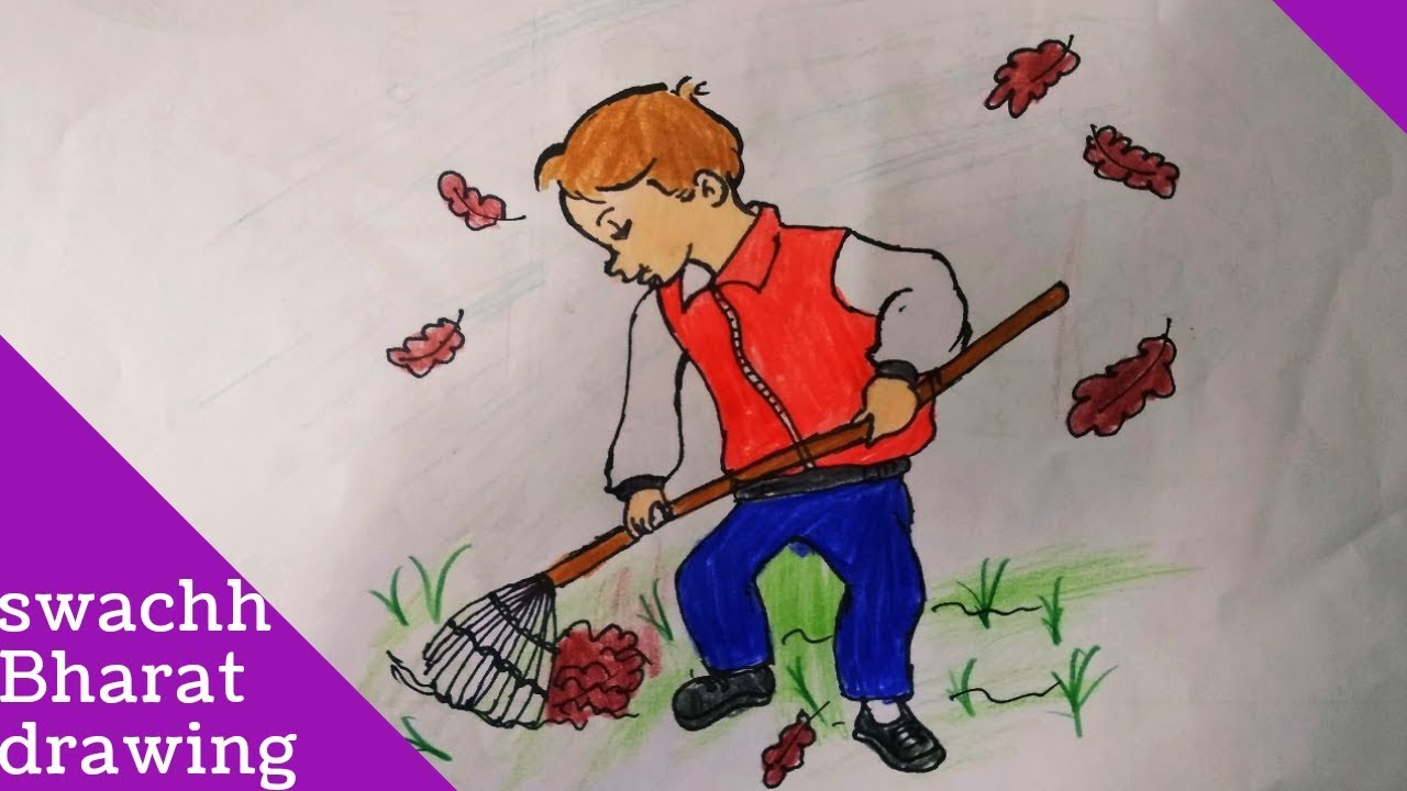 how to draw swachh bharat for kids || drawing clean India || slow ...