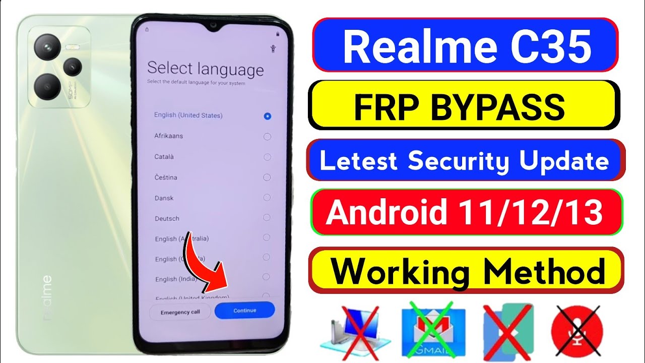 Realme C35 (RMX3511) FRP Bypass Android 12/13 || App Not Open ...