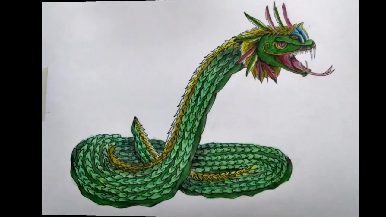 Cómo dibujar a Kukulcán o Quetzalcoatl/speed draw 🌵🐍 - YouTube
