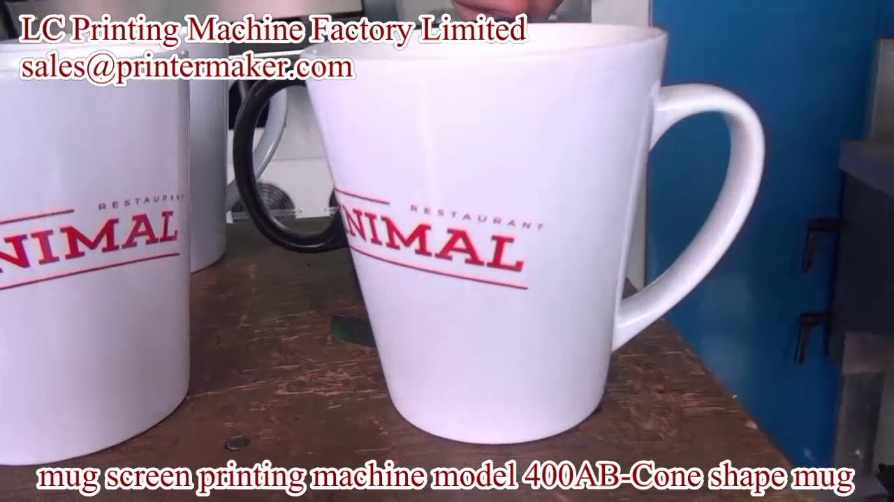 mug screen printing machine model 400ab for cone shape mug - YouTube