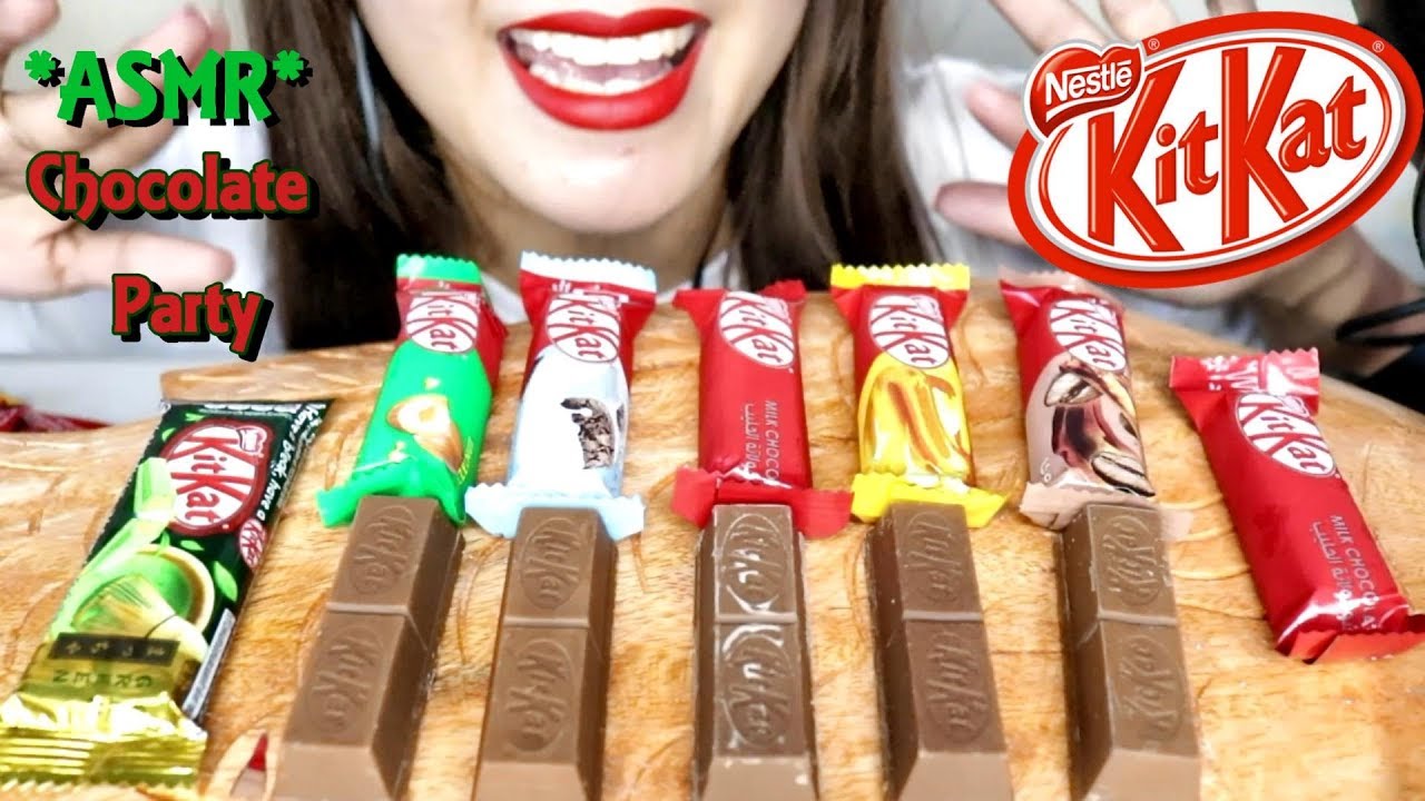 ASMR Kitkat Chocolate Party Eating Sounds - YouTube