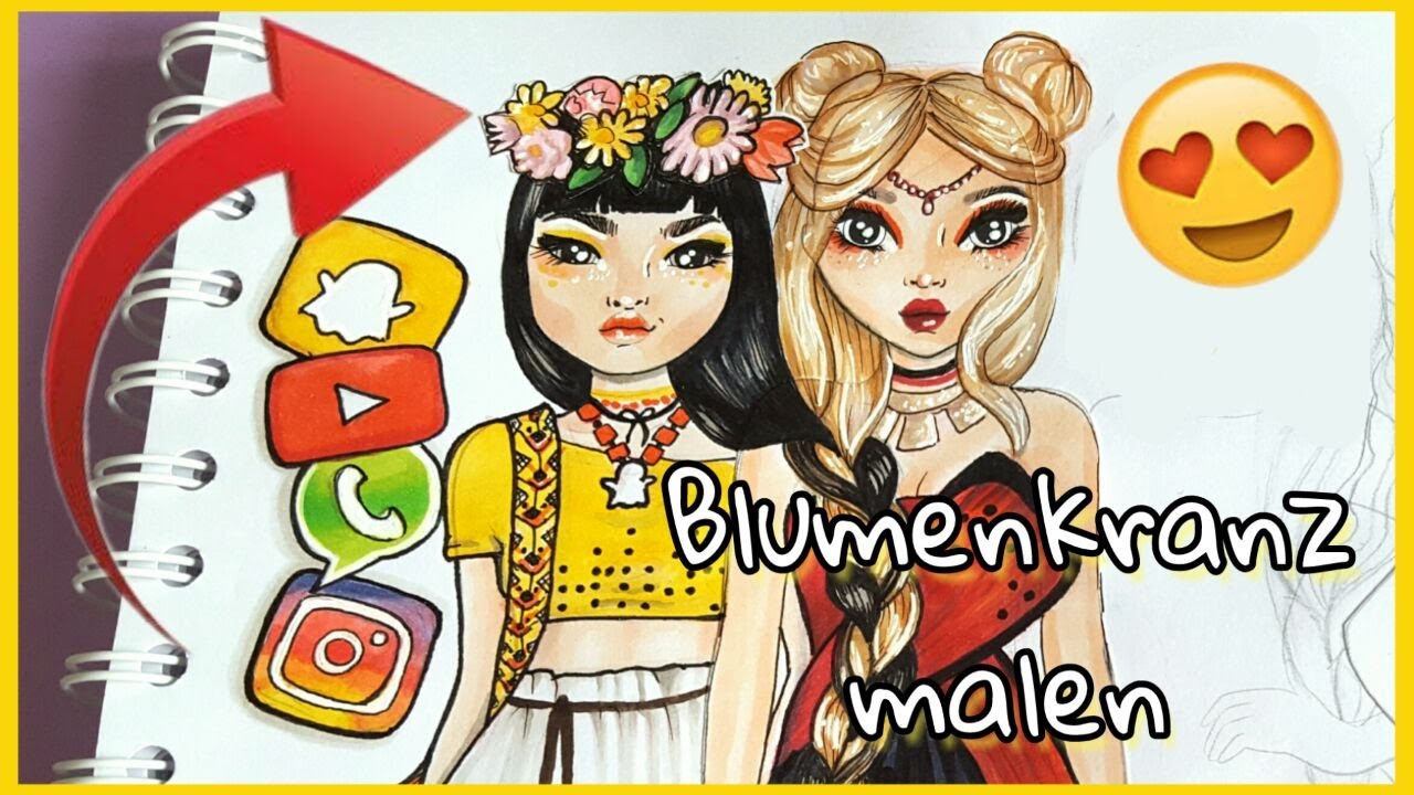 Snapchat Blumenkrone malen | How to draw flower crown || Foxy Draws ...