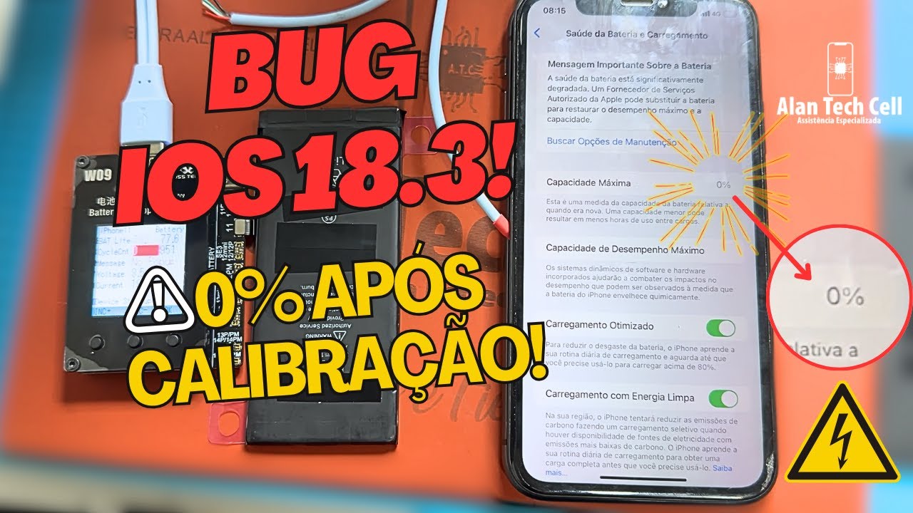 BUG no iOS 18.3! iPhone fica com saúde da bateria em 0% após calibrar ...
