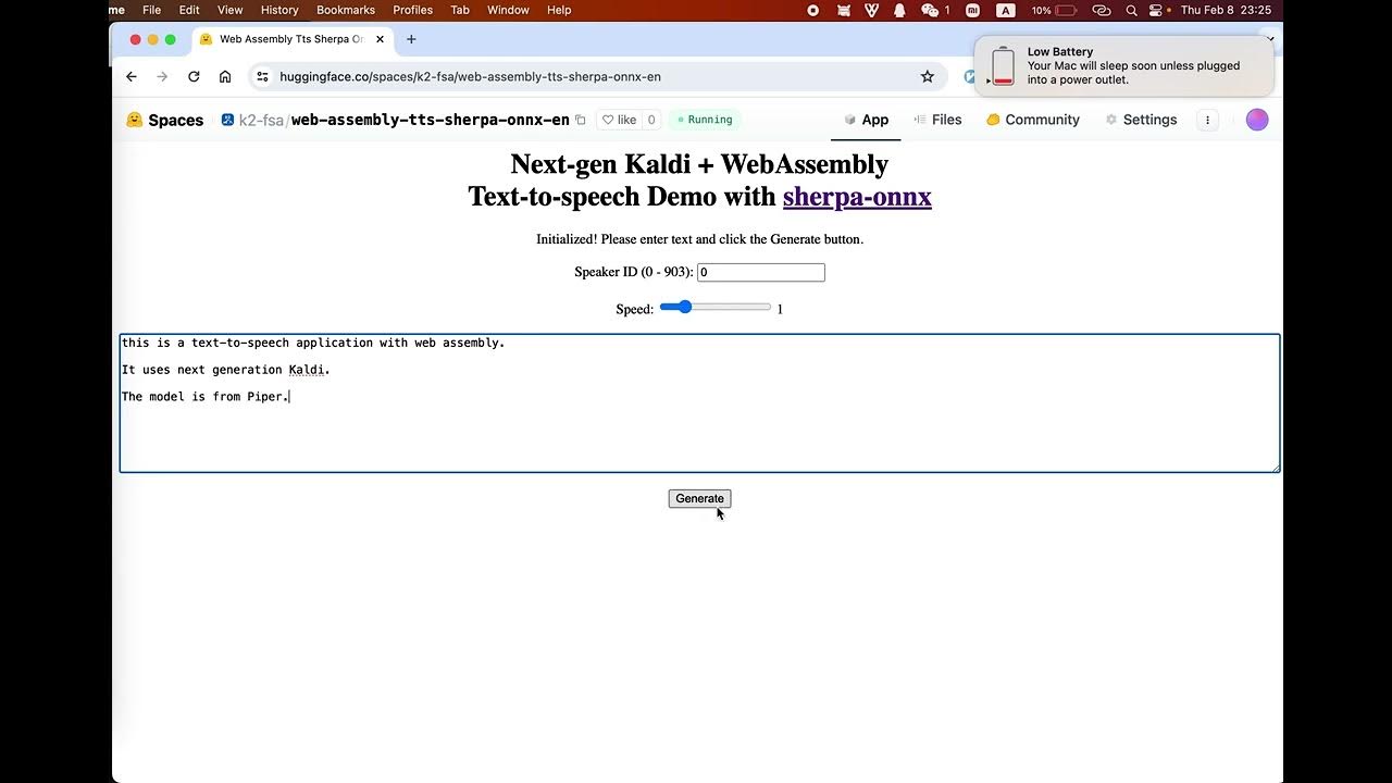 Next-gen Kaldi + WebAssembly: Text-to-speech in your browser - YouTube