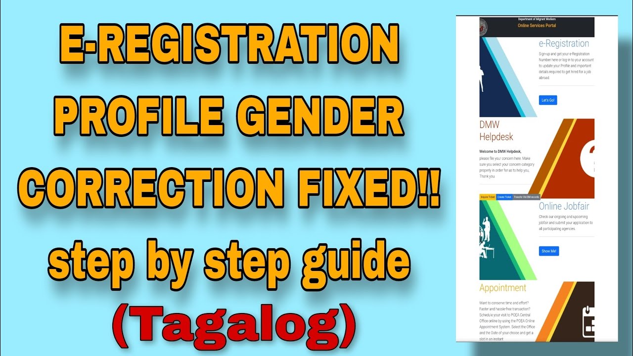 POEA Eregistration Profile Gender Correction Fixed!(tagalog) - YouTube