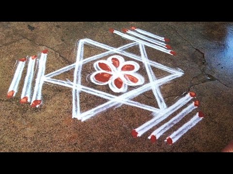 Thai poosam star kolam design,5*3 dots star muggulu design - YouTube