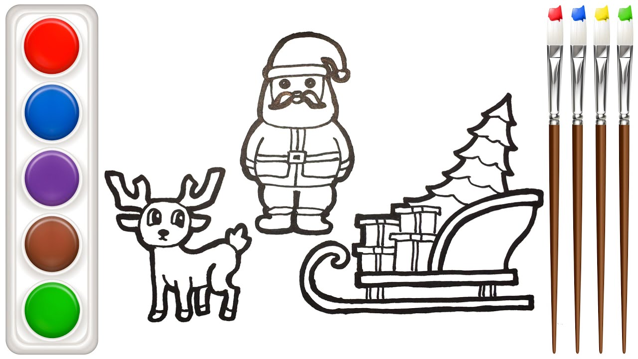 Draw and color Santa claus with gifts - YouTube