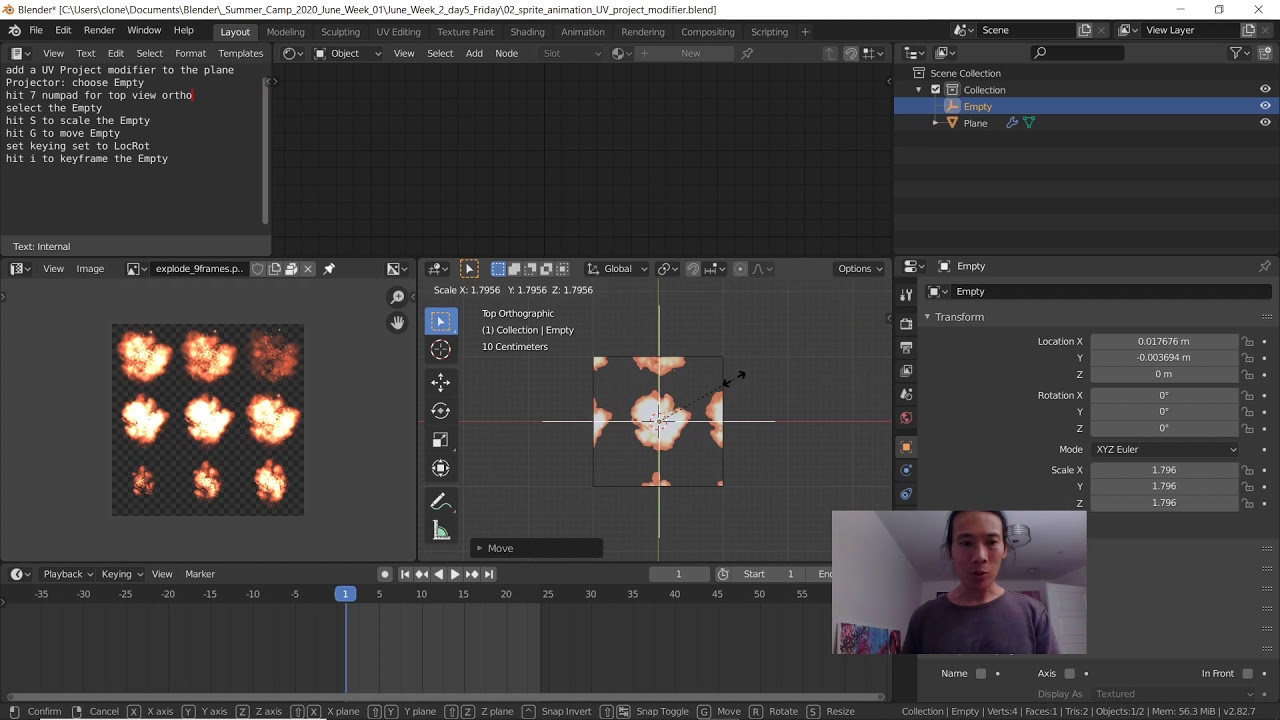 Blender Sprite Animation using UV Project Modifier and Constant ...