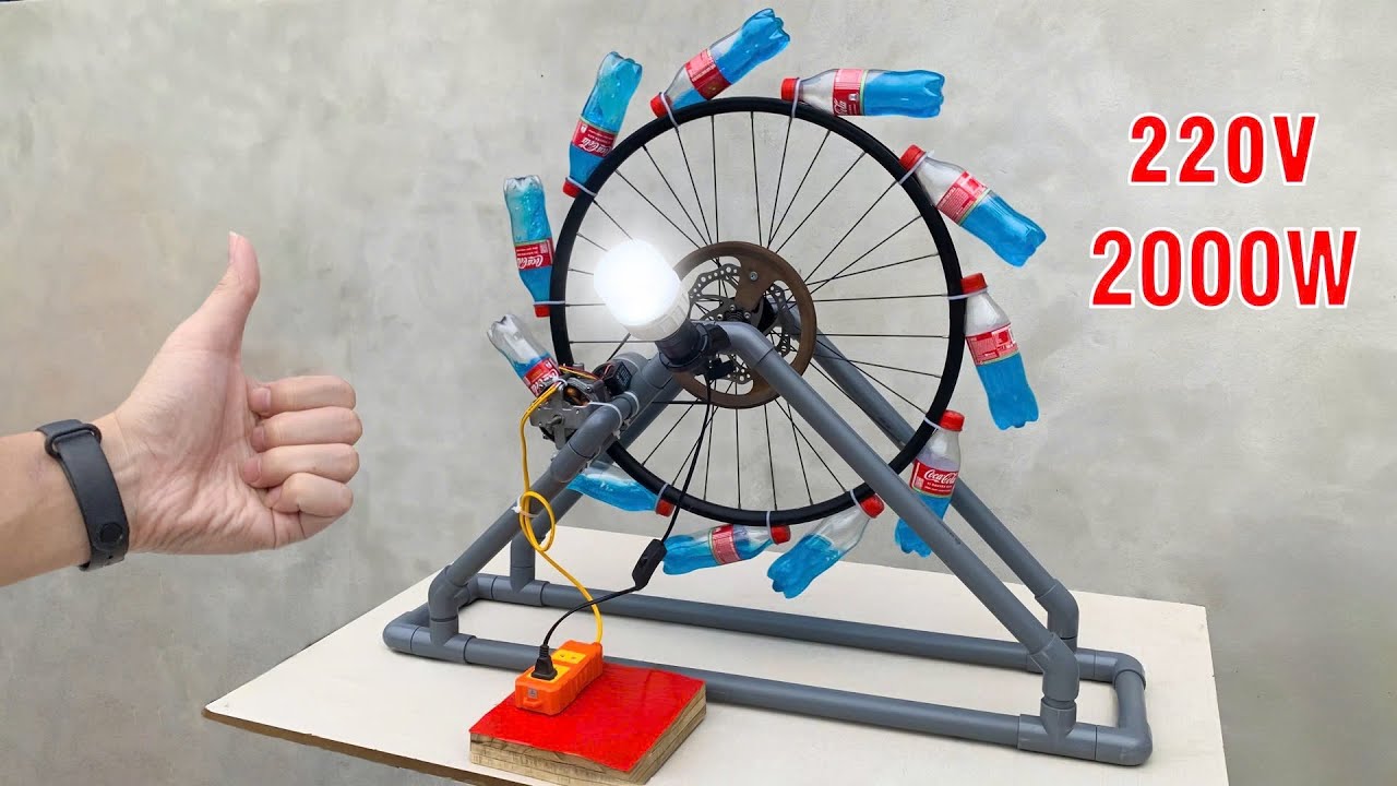 I made my own free endless electric wheel at home from PVC pipe ...