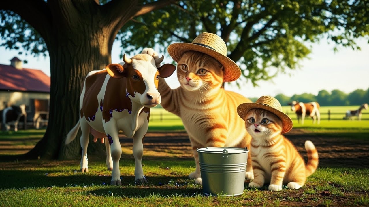 Mama Cat Trims Fur on the Farm and Makes Tiger Hat For Kittens At Home🐾 ...