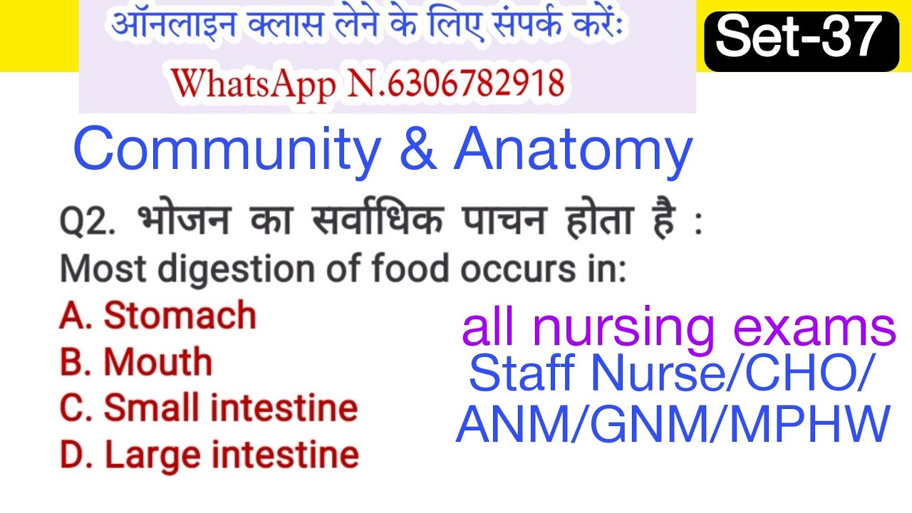 Community Health Nursing Questions for Group 5 ANM, Staff Nurse Exams ...