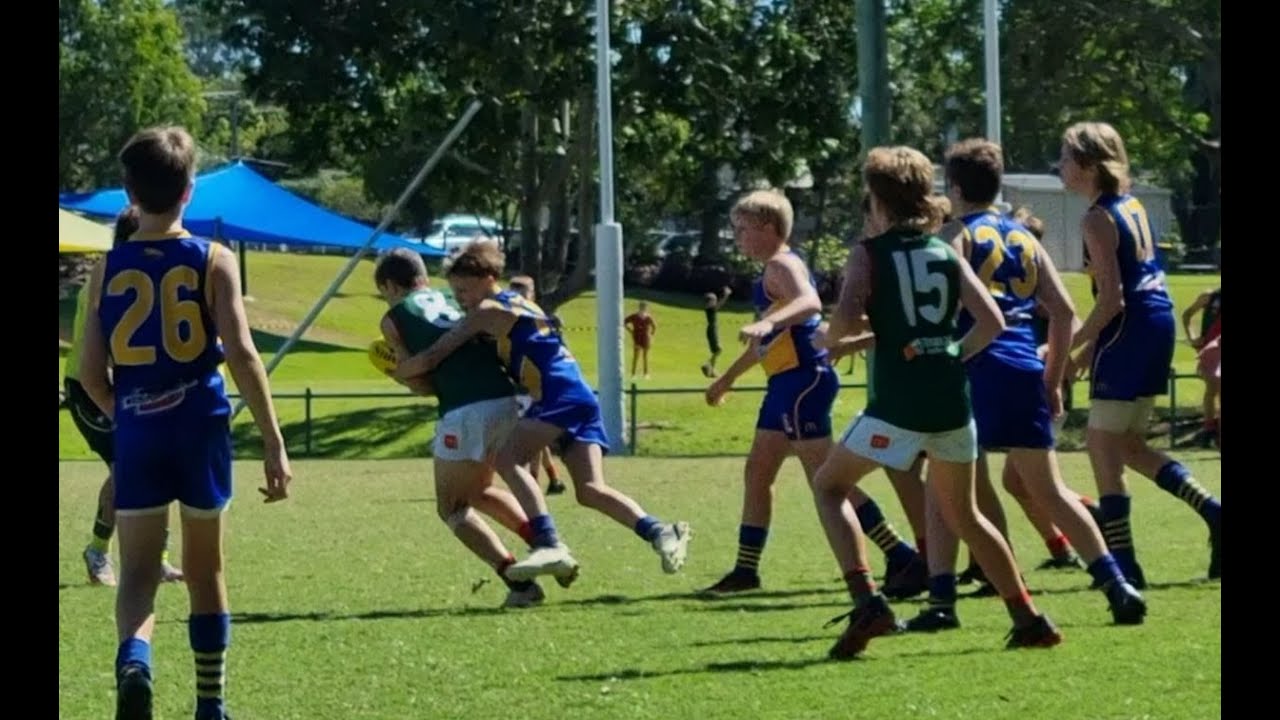 Cooper broke 3 toes during the Jindalee Jags v Sandgate Hawks U13 AFL game April 2023 - YouTube