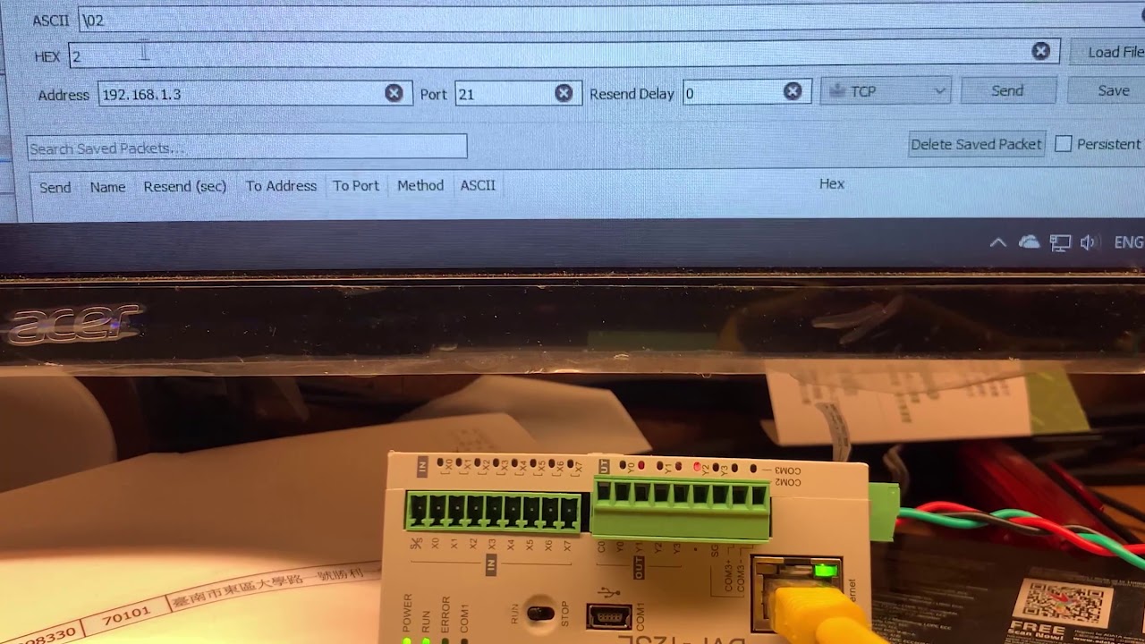 DELTA DVP-12SE TCP SERVER CONTROL OUTPUT - YouTube