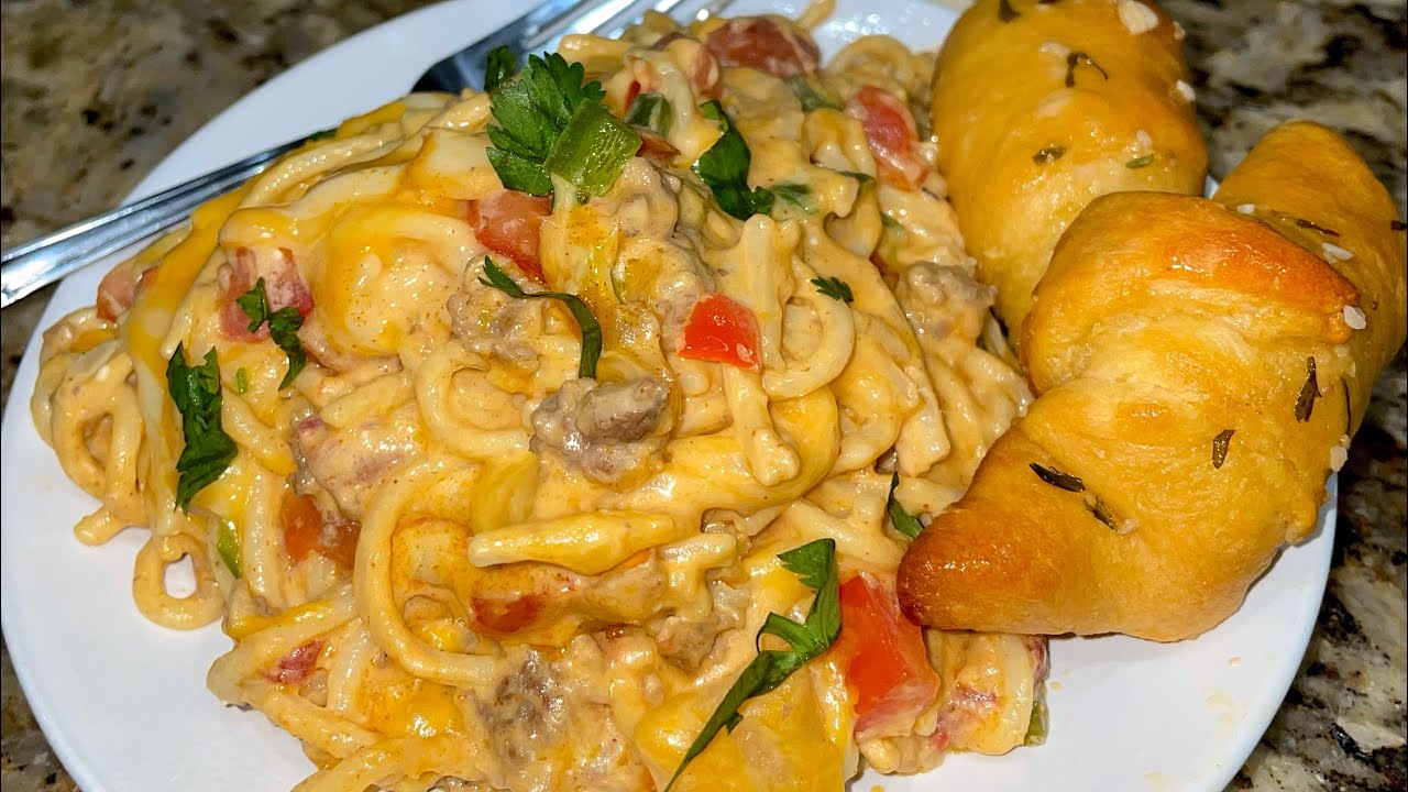 Lyssa’s Rotel Dip Spaghetti| How to make Rotel Spaghetti with Ground ...