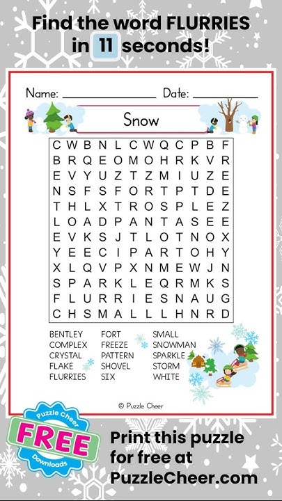 Snow Word Search-Find FLURRIES #wordsearch #winter #wordgames #quiz # ...
