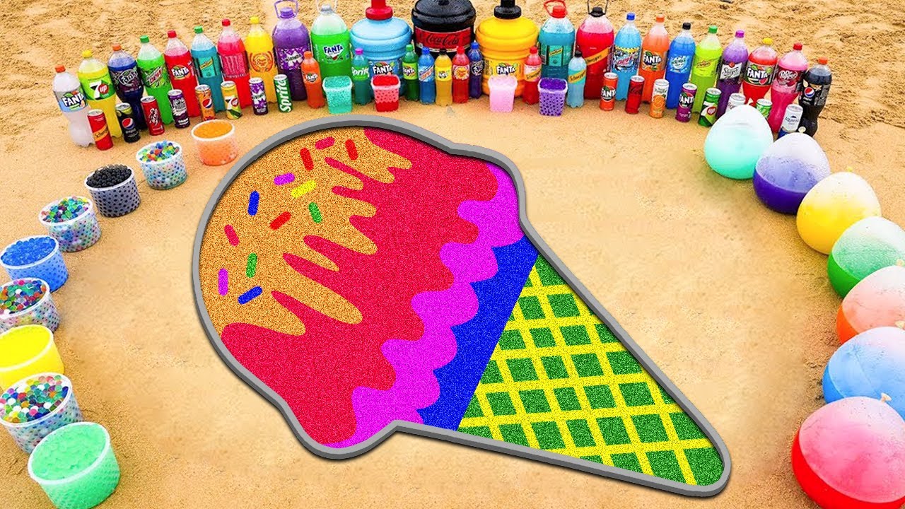 How To Make Rainbow Ice Cream With Orbeez & Big Fanta, 7up, Pepsi, Coca ...