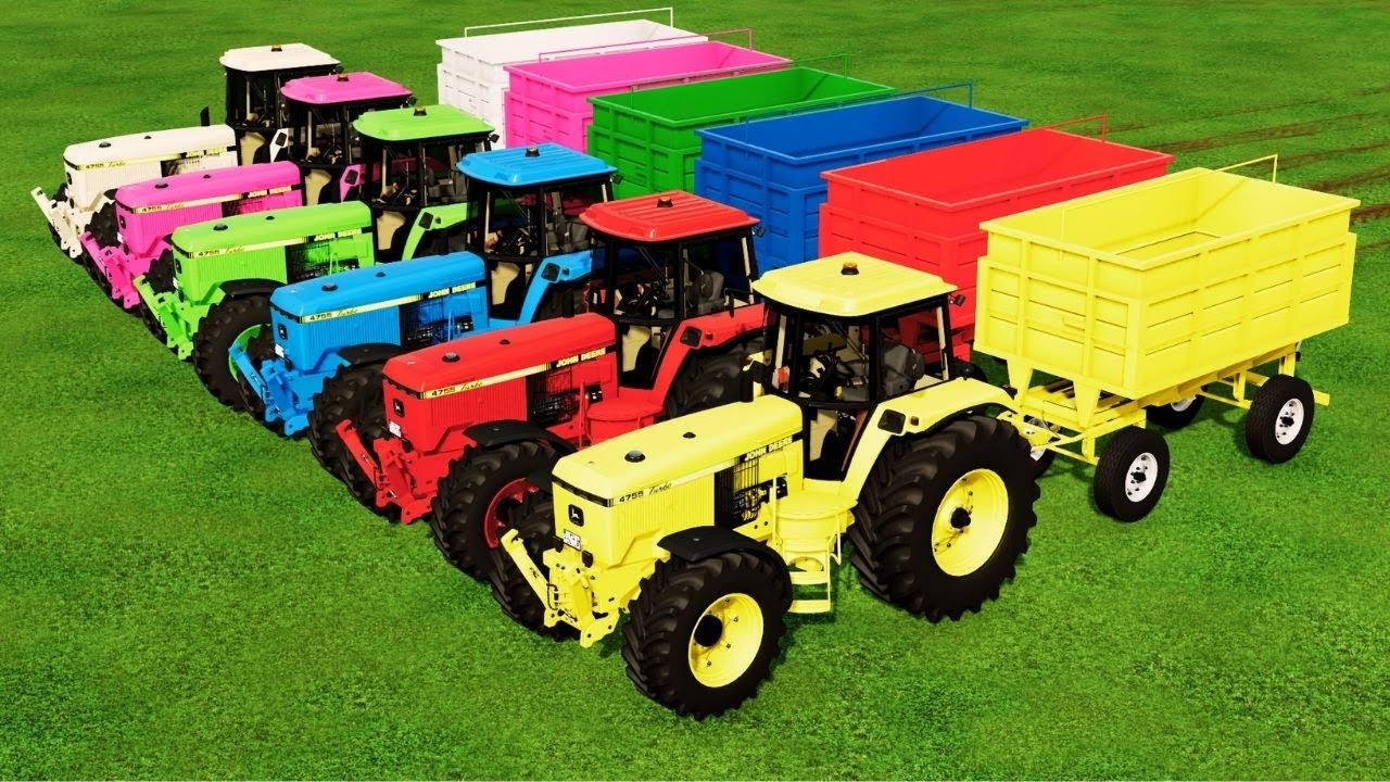 TRACTOR OF COLORS w \ HUMMER CAR ! TRANSPORTING GRAIN WITH TRACTOR ...