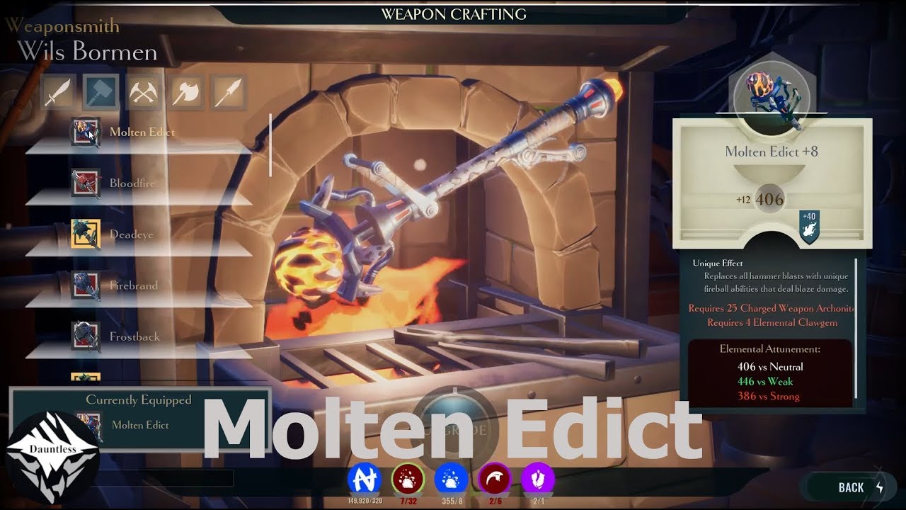 Dauntless : Exotic Hammer "Molten Edict" firebrand Charrogg - YouTube