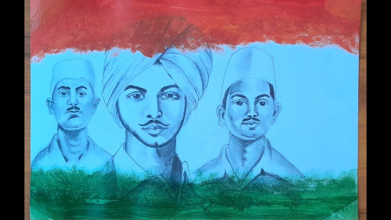 Drawing Indian freedom fighters(SHIVARAM RAJGURU, BHAGAT SINGH AND ...
