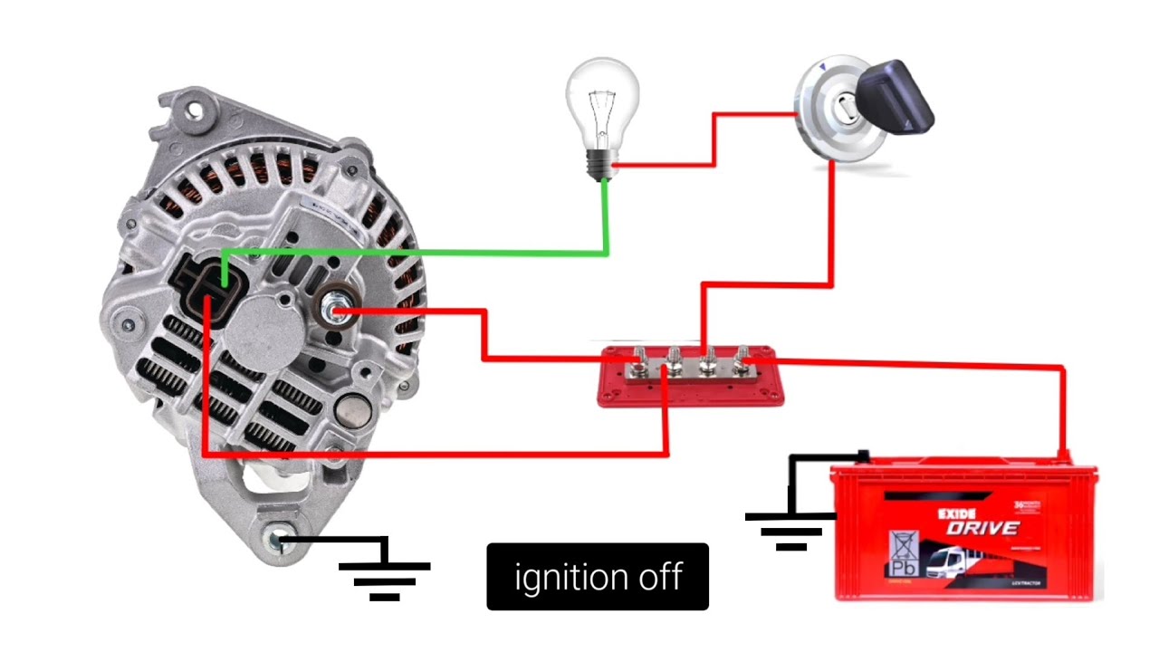 how to connection 2 pin alternator | mitsubishi 2 pin alternator wiring ...