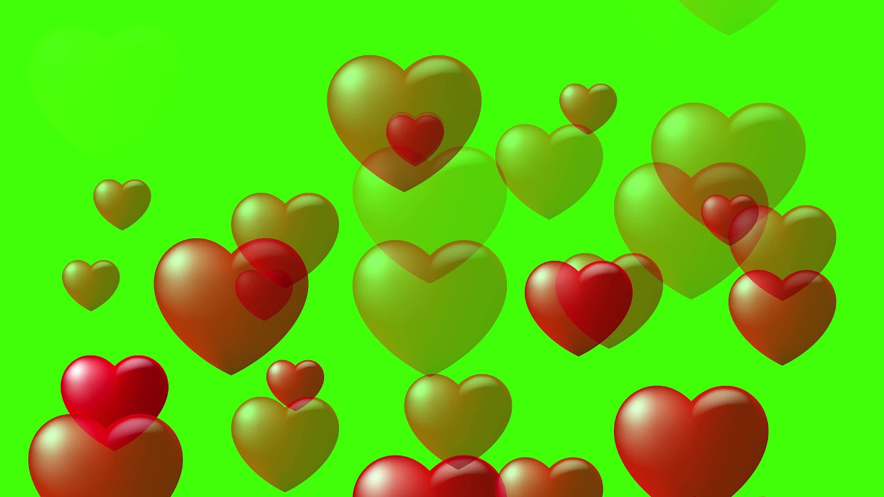 Flying Red hearts effect green screen free template | love footage ...