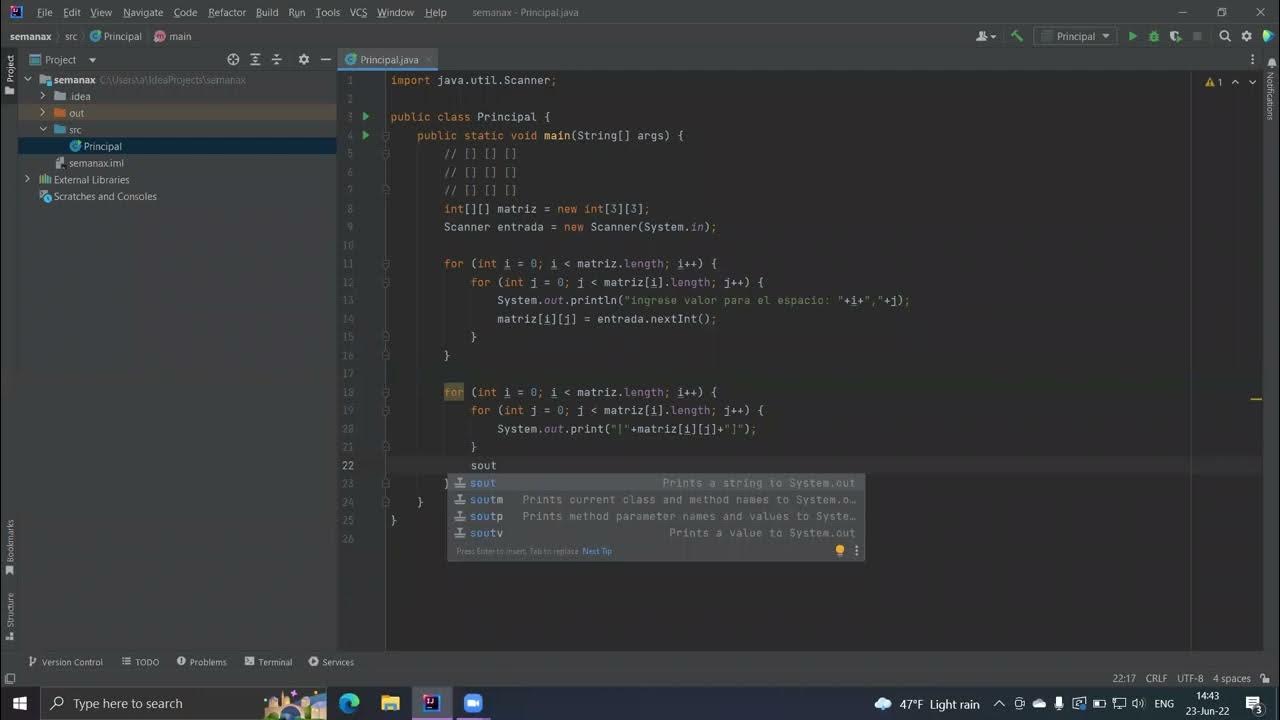 23 Junio | intro | Matrices Java - YouTube