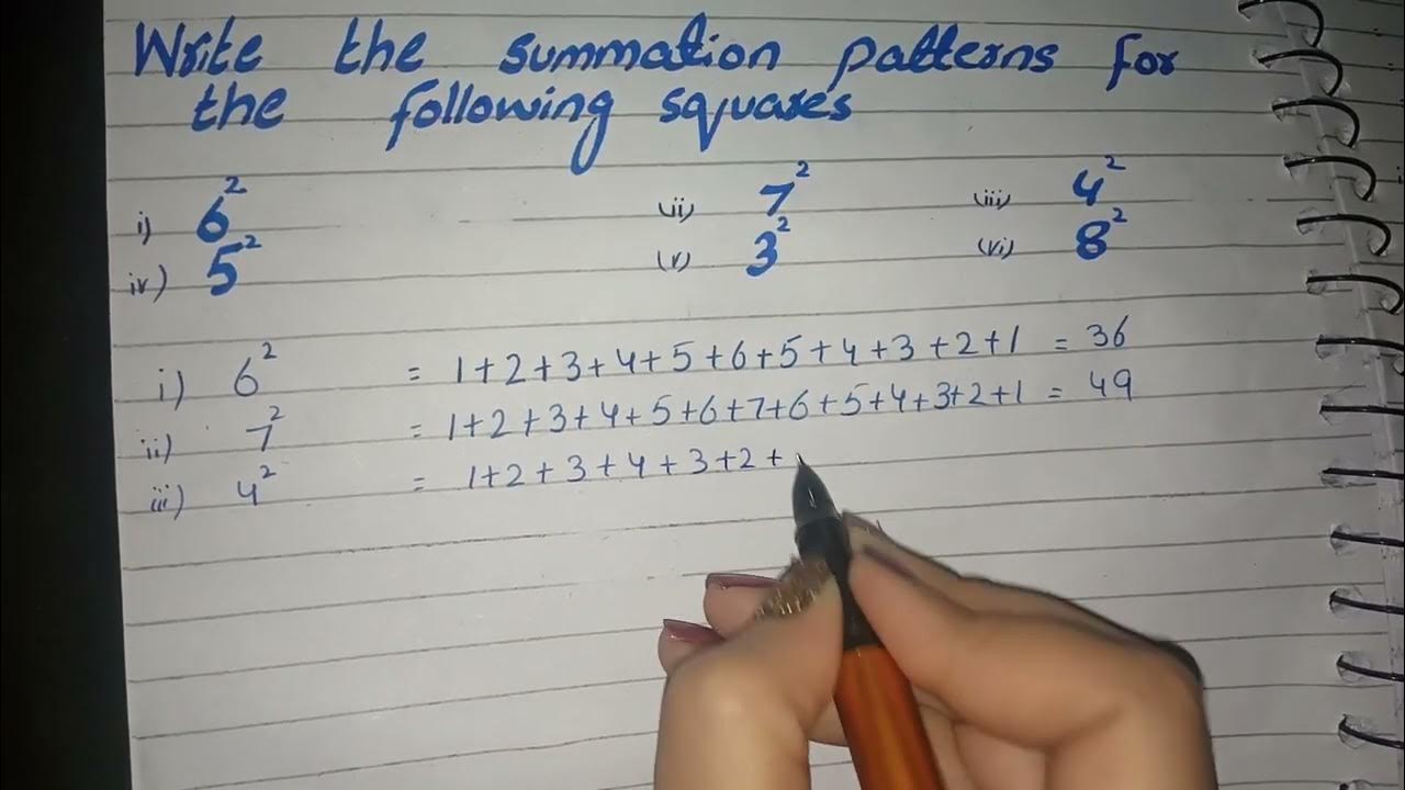 Write the Summation Pattern for the following Squares | 6^2 |7^2 | 4^2 | 5^2 | 3^2 | 8^2 - YouTube