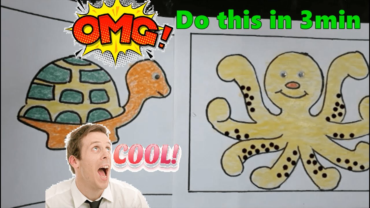 Bindi pasting activity | Easy drawings for kids |Turtle🐢|Octopus 🐙 ...