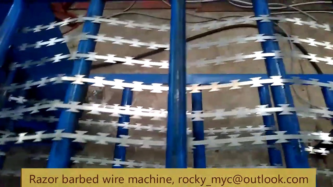 Automatic Razor barbed wire punching machine - YouTube