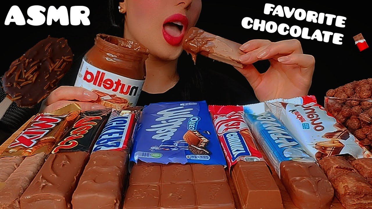 ASMR 🍫chocolate bars whit ice cream 👅 |목방 초콜릿 |MILKA|MARS |KITKAT ...
