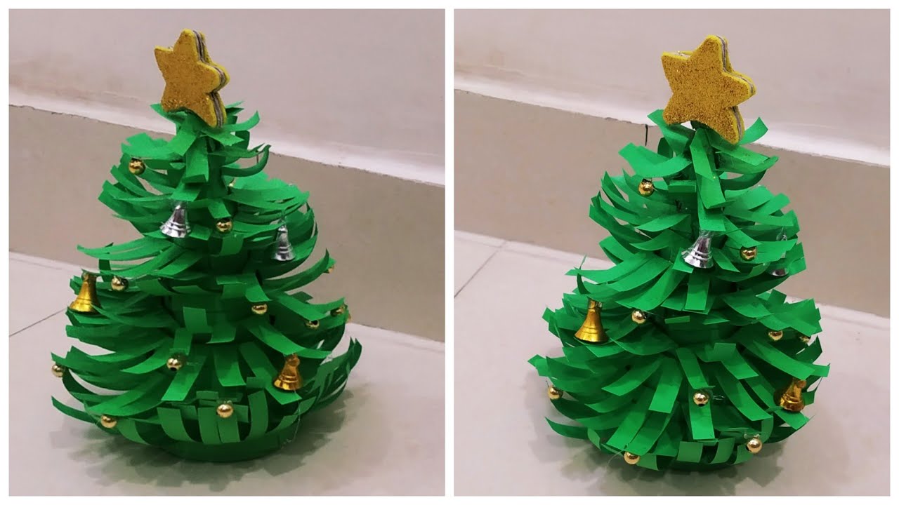 Christmas Tree Decoration Craft | Christmas Tree Making with Green ...