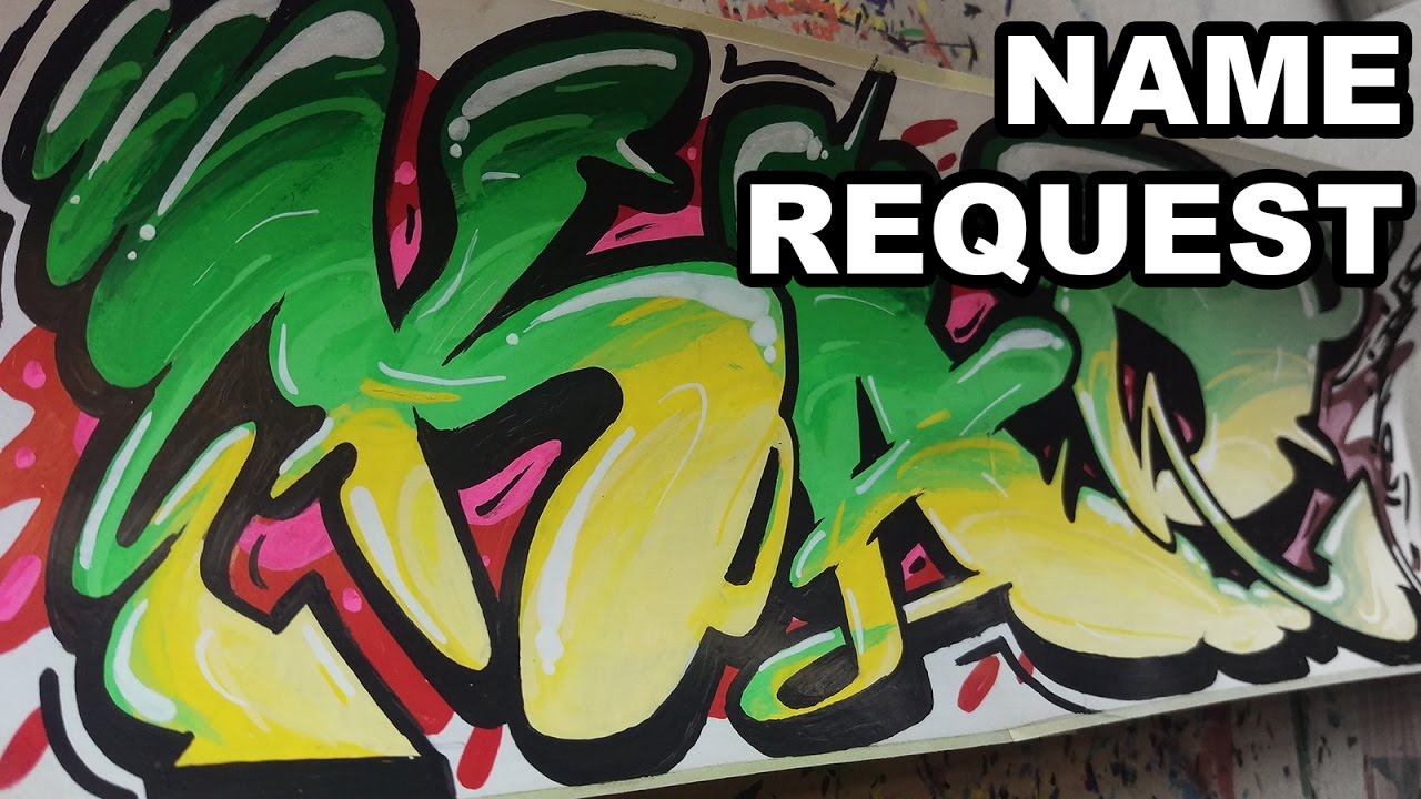 Graffiti Sticker Speedart "KAD" Name Request - YouTube