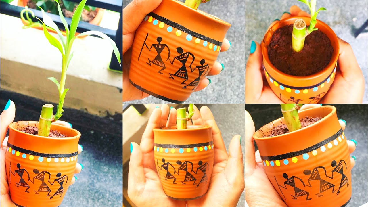 Easy pot painting tutorial for beginners||simple craft designs ...