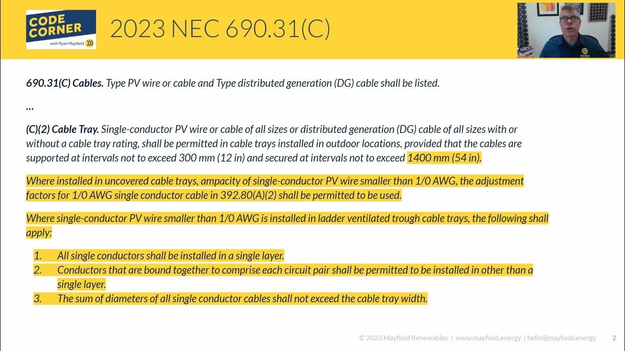 Mayfield Renewables Code Corner: 2023 NEC 690.31(C) and 690.31(C)(2 ...