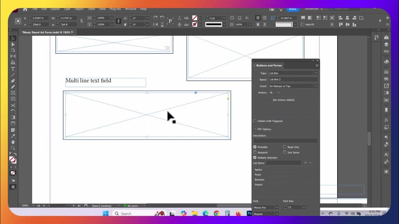 Adobe InDesign Multiline Text Field for an Interactive PDF - YouTube