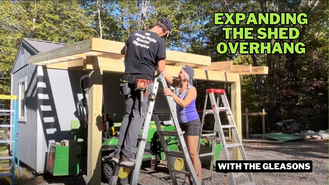 Expanding the Shed Overhang, Adding Sheathing, and a Wind Break - YouTube